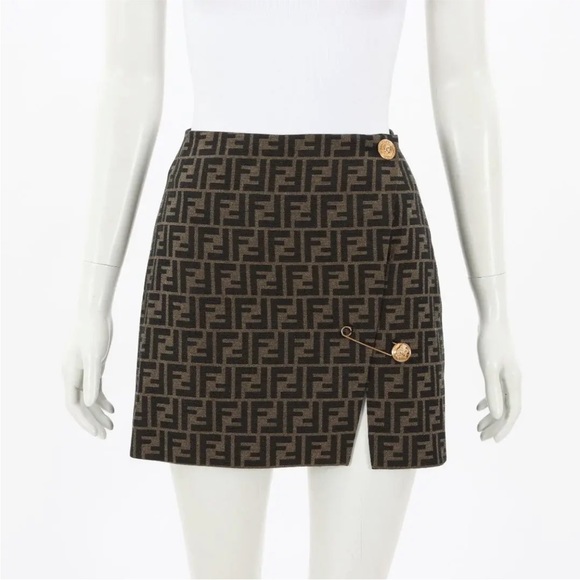 Fendace | Skirts | Fendace Ff Mini Skirt Sz 36 Fendi Versace Collab ...